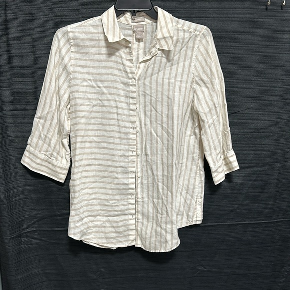 Chico's | Tops | Chicos Linen Womens Button Down Top Coastal Summer ...